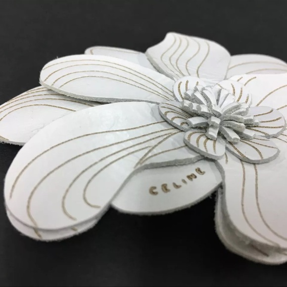 Celine | Jewelry | Auth Celine White Flower Brooch | Poshmark